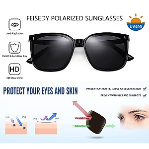 FEISEDY Women Oversized Vintage Polarized Sunglasses Square Cute Trendy Classic Simple Men B2758