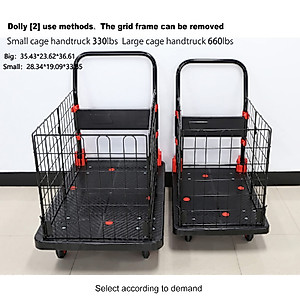 Uholan Heavy Duty Hand Truck with Cage Removable Cage Cart Dolly Cart with Wheels Load 660lbs Multipurpose Grocery Cart Shopping Moving Storage