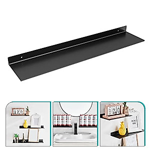 Angoily Metal Wall Shelf Floating Shelves Metal Wall Shelf: Shower Wall Rack Small Bookshelf Unit Wall Mounted Storage Rack for Home Bathroom Black 50CM Kitchen Storage Rack