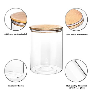 YUNCANG Glass Storage Jar -108oz/3200ml Clear Glass Food Storage Containers with Airtight Bamboo Lid Stackable Kitchen Canisters for Candy,Cookie,Rice,Sugar,Flour,Pasta,Nuts and Spice Jars