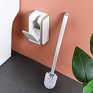 SAAKO Toilet Brush and Holder with Lid Set Plastic Wall Mount Toilet Cleaner Brush Compact Removable Toilet Bowl Brush