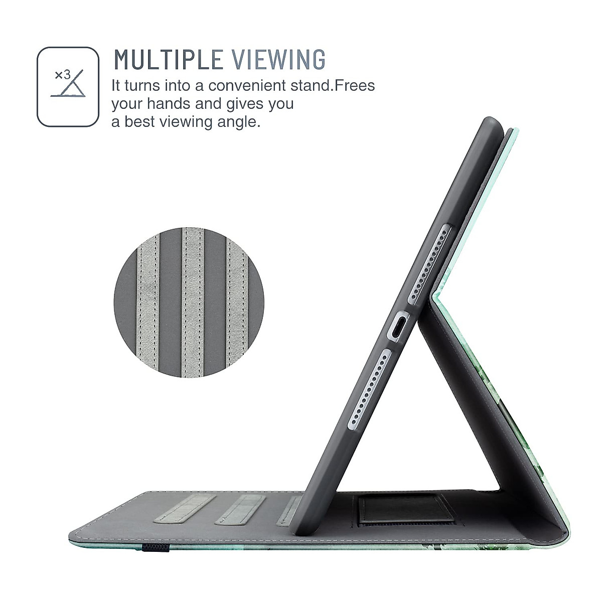 iPad 9th Generation Case, iPad 10.2 Case for iPad 9th/8th/7th Generation, 10.2 Inch iPad Case Girls Women, iPad 9th Gen Multi Viewing Case with Hand Strap/Pocket, [Built in Pencil Holder], Forest