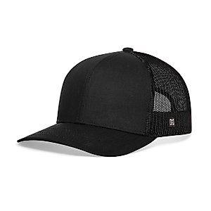 HAKA Trucker Hat for Men & Women, Blank Mesh Snapback Adjustable Baseball Cap (Black)