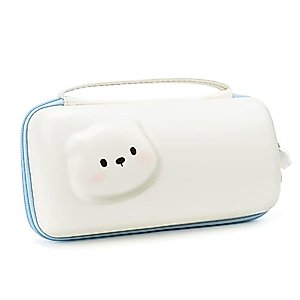 GeekShare Cute Carry Case Compatible with Nintendo Switch/Switch OLED - Portable Hardshell Slim Travel Carrying Case fit Switch Console & Game Accessories -- White Bear