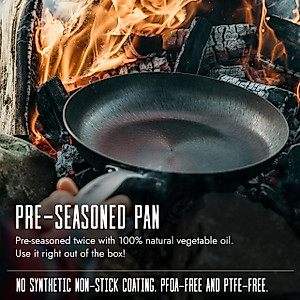 SKOTTSBERG Lightweight Cast Iron Frying Pan, Pre-Seasoned (9.4" wide) – 50% Lighter Than Traditional Cast Iron