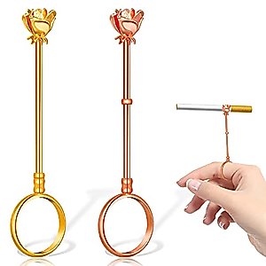 2 Pack 0.67 Inch Smoke Cigarette Blunt Joint Holders Ring Clip for Women Ladies Smoking Weed, Elegant Finger Ring Smoker Holder for Men,Rose&Gold Ciggaret Holder Great Gifts Protects Fingers