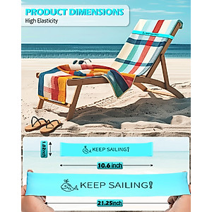 Beach Towel Bands, Stretch Rubber for Pool & Beach Chairs, Extra Durable, No Snapping, Cruise Ship & Beach Travel Essentials, Great Alternative to Beach Towel Clips (6 Pack)