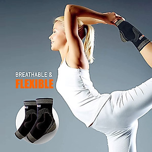 NeoAlly Copper Ankle Support Brace Compression Sleeve with Silicone Gel Reduce Foot Swelling Pain Relief from Plantar Fasciitis and Achilles Tendon (Medium - 1 Pair)