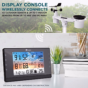 Logia 5-in-1 Wi-Fi Wireless Weather Station with Solar | Indoor/Outdoor Remote Monitoring System,Temperature, Humidity, Wind Speed/Direction, Rain & More, Wireless Console w/Forecast Data, Alerts