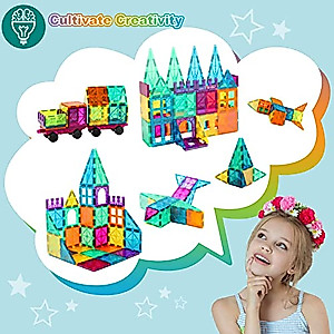 Neoformers Magnetic Tiles, 96 Pcs Magnetic 3D Building Blocks Educational Magnetic Tiles Puzzle Magnets Toys for Girls Boys Toddler Ages 3+