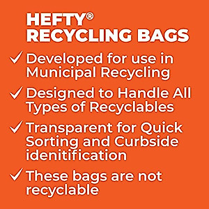 Hefty Recycling Trash Bags, Clear, 30 Gallon, 36 Count
