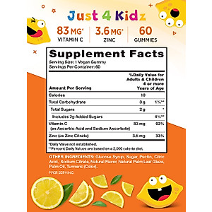 Vitamin C Gummies for Kids | with Zinc | 60 Count | Vegetarian, Non-GMO & Gluten Free | by Natures Truth