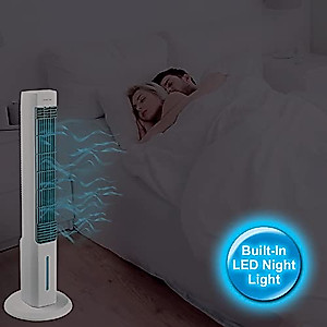 Arctic Air Tower 2.0 Evaporative Air Cooler - Large Area Room Cooling, 4 Speed Settings, Quiet Oscillation, Space-Saving, Perfect for Bedroom, Living Room, Office & More