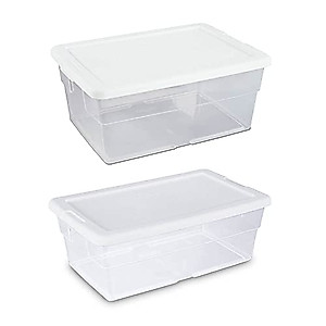 Sterilite 6 Quart Clear Multipurpose Plastic Storage Tote, 24 Pack, & 16 Quart Clear Multipurpose Plastic Storage Tote, 24 Pack for Home Organization
