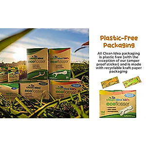 Clean Idea Kids Ecofloss Individually Wrapped - 150 Floss Picks - Flosser for Kids - Individually Packaged Floss Picks