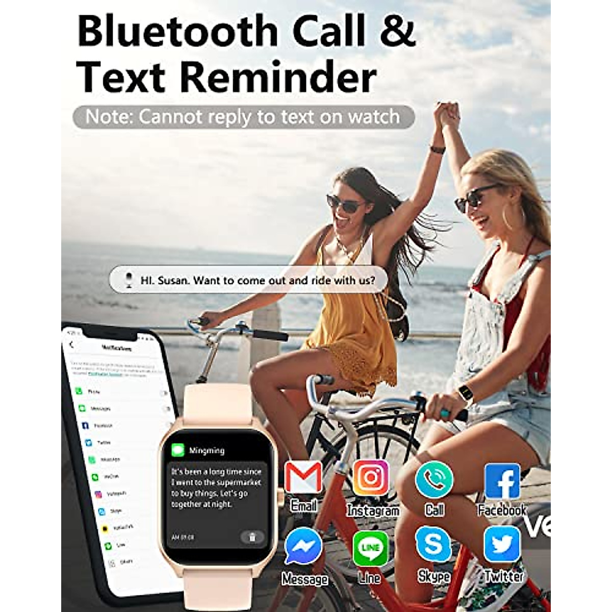 Smart Watch, 1.96-Inch HD Touch Screen Smartwatch with Text and Call, Heart Rate, Blood Oxygen, and Activity Trackers - Compatible with iPhone and Android, IP68 Waterproof, for Men and Women (Pink)