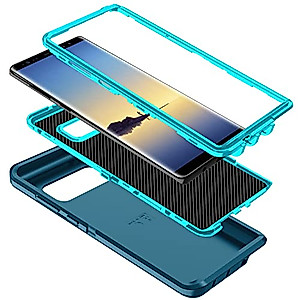 Mieziba for Galaxy Note 8 Case,Shockproof Dropproof Dustproof,3-Layer Full Body Protection Heavy Duty High Impact Hard Cover Case for Samasung Galaxy Note 8,Turquoise