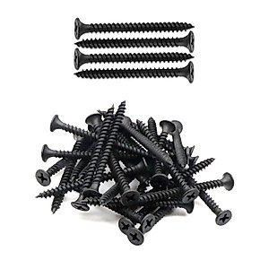 IMScrews 100pcs #6x2 Flat Head Phillips Drywall Screws Fine Thread Sharp Point Wood Screw, Carbon Steel 1022A, Black Phosphate