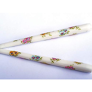 Decorative Hand Painted Pastel Easter Egg and Flowers Taper Candles Spring Decorations for the Home Table Decor