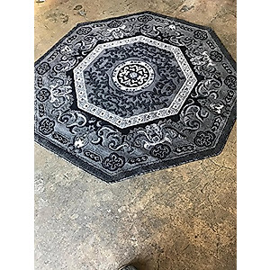 Carpet King Traditional Persian Oriental Octagon Area Rug Grey Black Silver Gray Design 101 ( 7 Feet 3 Inch X 7 Feet 3 Inch )
