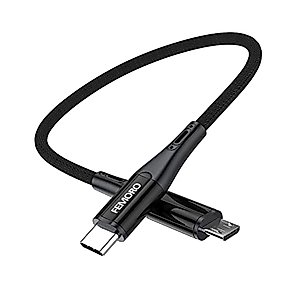 USB C to Micro USB Cable, FEMORO 1 Feet Micro USB to USB C Cable 480Mbps OTG Braided Short Type C to Micro USB Cable Compatible for MacBook Pro Galaxy S22 S21 S10 Pixel 5 4 3 2 Kindle LG HTC