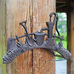 Riyyow Personality Cast Iron Shovel Bucket Decoration Water Pipe Holds Rack Antique Garden Yard Decorative Wall Mounted Hose Butler Garden Hose Storage Device Decoration Cast Iron Doorbell Decoration