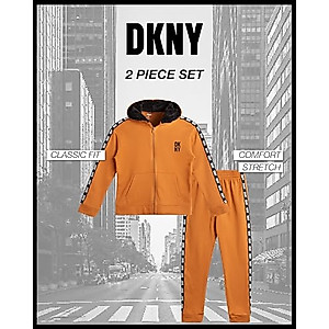 DKNY Boys' Sweatsuit Set - 2 Piece Fleece Sweatshirt and Jogger Sweatpants (Size: 4-12), Size 5, Meerkat