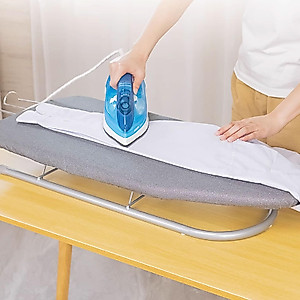 Tabletop Iron Board with Ironing Guard, Portable Ironing Board with Iron Rest, Foldable Mini Ironing Board with Heat-Resistant Cover and Cotton Pads（37×12.4in） (Black)