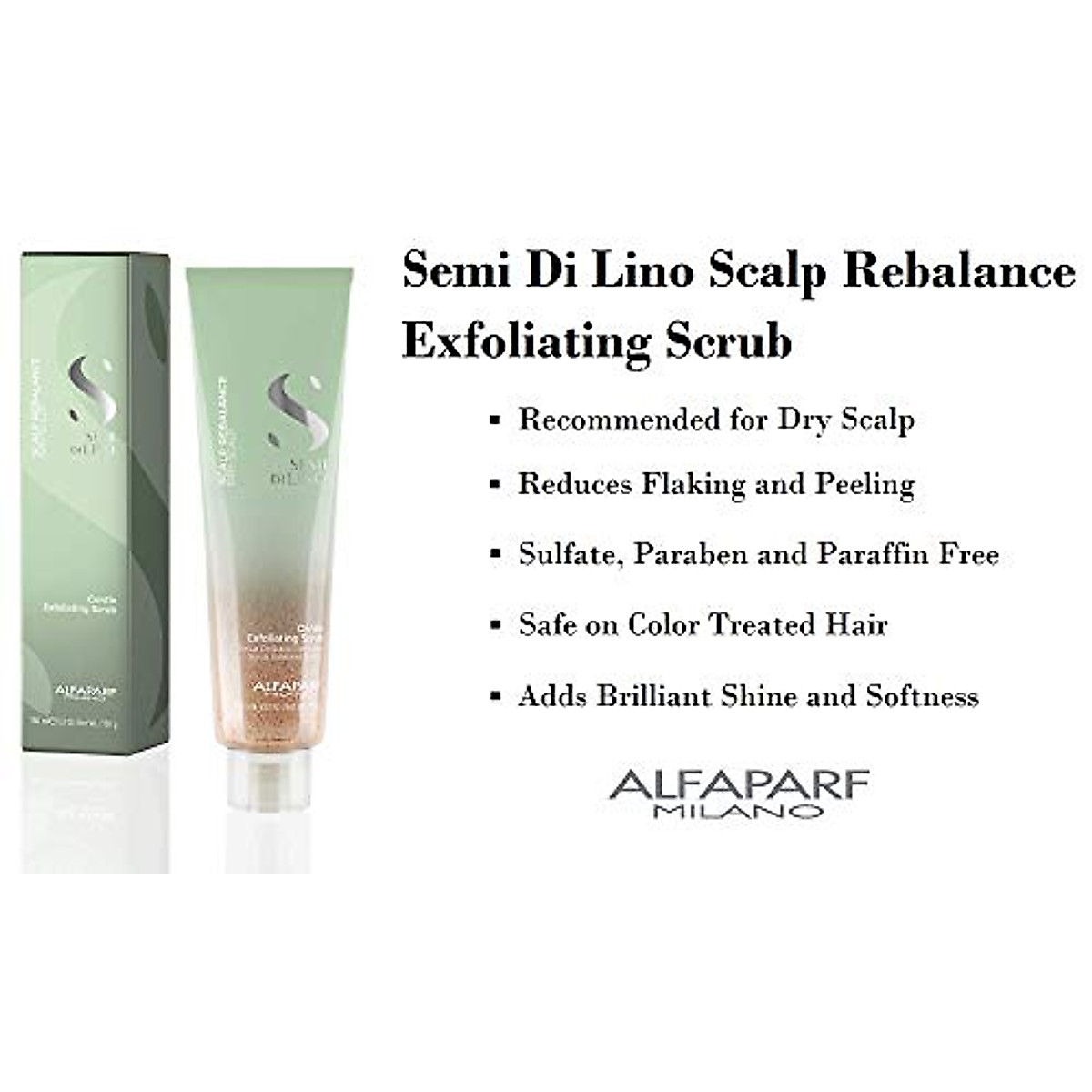 Alfaparf Milano Semi Di Lino Scalp Rebalance Hair Scrub for Dry Scalp - Gently Exfoliates - For Excessive Oiliness and Flakes - Professional Salon Quality - 5.3 Oz.