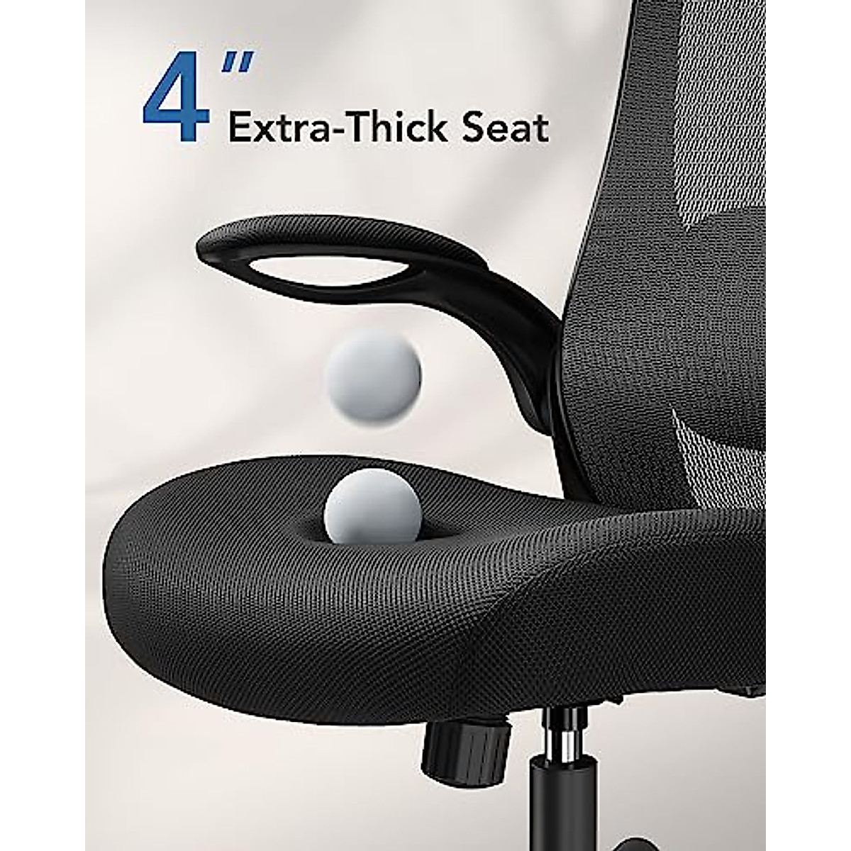 HUANUO Ergonomic Mesh Office Chair, High Back Desk Chair with Adjustable Lumbar Support & Headrest, Flip-Up Armrests, and Adjustable Height, Home Computer Chair with Tilt Lock Function
