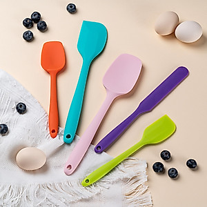 Silicone Spatula Set, 5 Piece Food Grade Rubber Spatulas for Baking, Cooking, and Mixing High Heat Resistant Non Stick Dishwasher Safe BPA-Free (Multicolor)