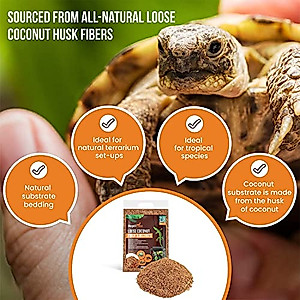 ReptiCasa Loose Coconut Substrate Husk Fibers, 16 Quarts Bag, Clean Natural Terrarium Bedding for Reptiles, Amphibians, or Invertebrates, Waste, Liquid and Odor Absorbent