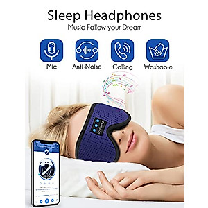 LC-dolida Bluetooth Sleep Mask Sleep Headphones Smart Auto Off Timer Sleeping Headphones for Side Sleepers Breathable 3D Music Eye Mask Cool Tech Gadgets Birthday Holiday Unique Gifts for Men