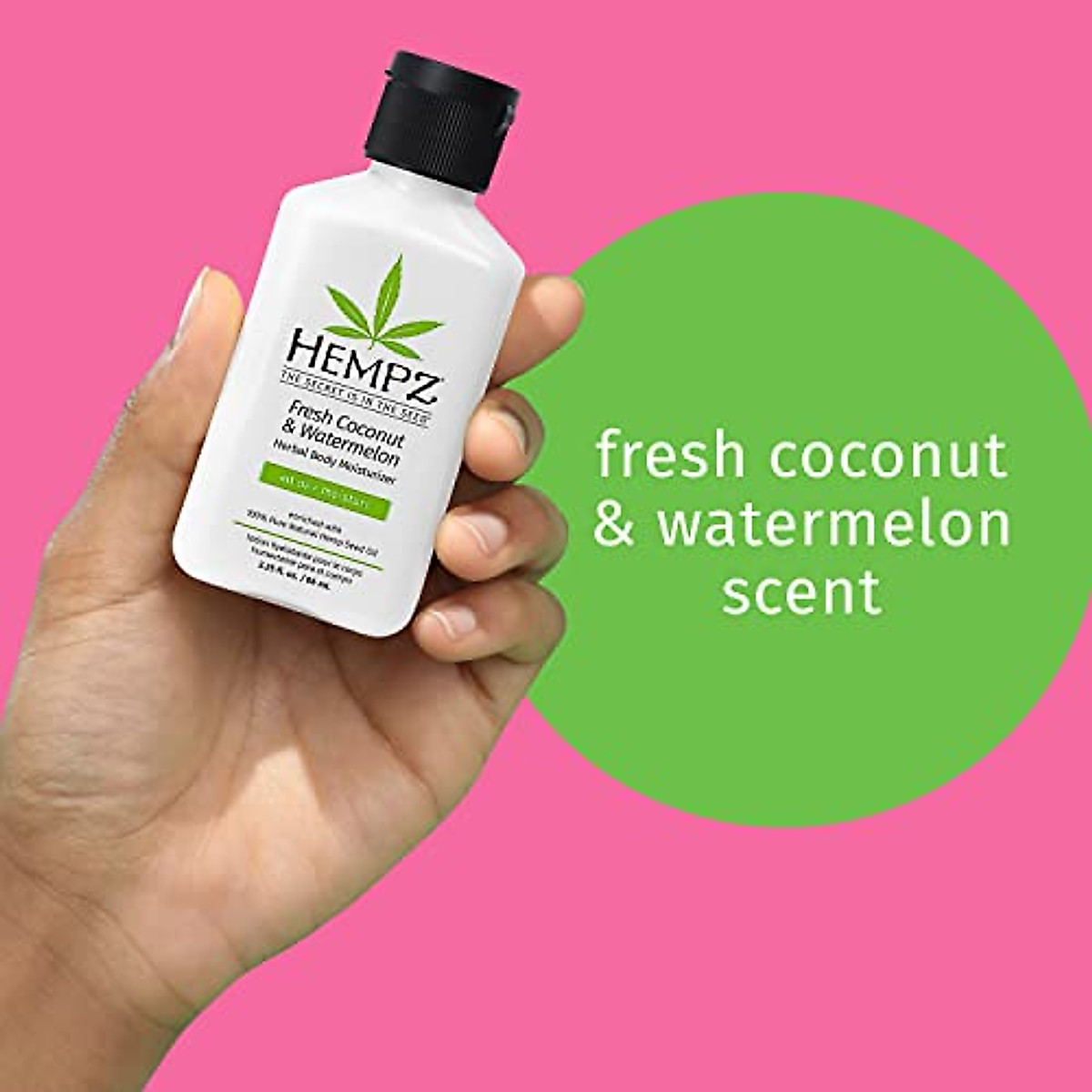 Hempz Herbal Body Moisturizer, Pearl White, Fresh Coconut/Watermelon, 2.25 Ounce
