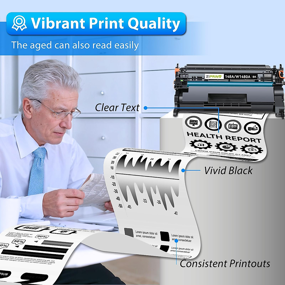 ZIPRINT Compatible Toner Cartridge Replacement for HP 48A CF248A for HP Laserjet Pro M15w M15 M15a M16 M16w M16a Pro MFP M28w M28 M30w M29w M29 M29a M28a M31w Printer (Black, 2-Pack)