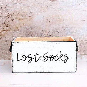 Lost Socks Basket - Farmhouse Laundry Room Decor - Lost Sock Wood Crate - Laundry Room Storage and Organization