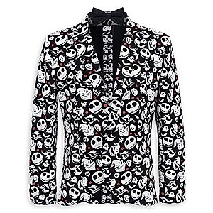 Disney Tim Burton's The Nightmare Before Christmas Glow in the Dark Half Suit and Light Up Tie for Adults, Size S/M