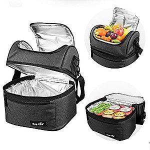 Hap Tim Lunch Box Insulated Lunch Bag Medium Size Cooler Tote Bag for Adult,Men,Women, Double Deck Cooler for Office/Picnic/Travel/Camping(16040-DG)