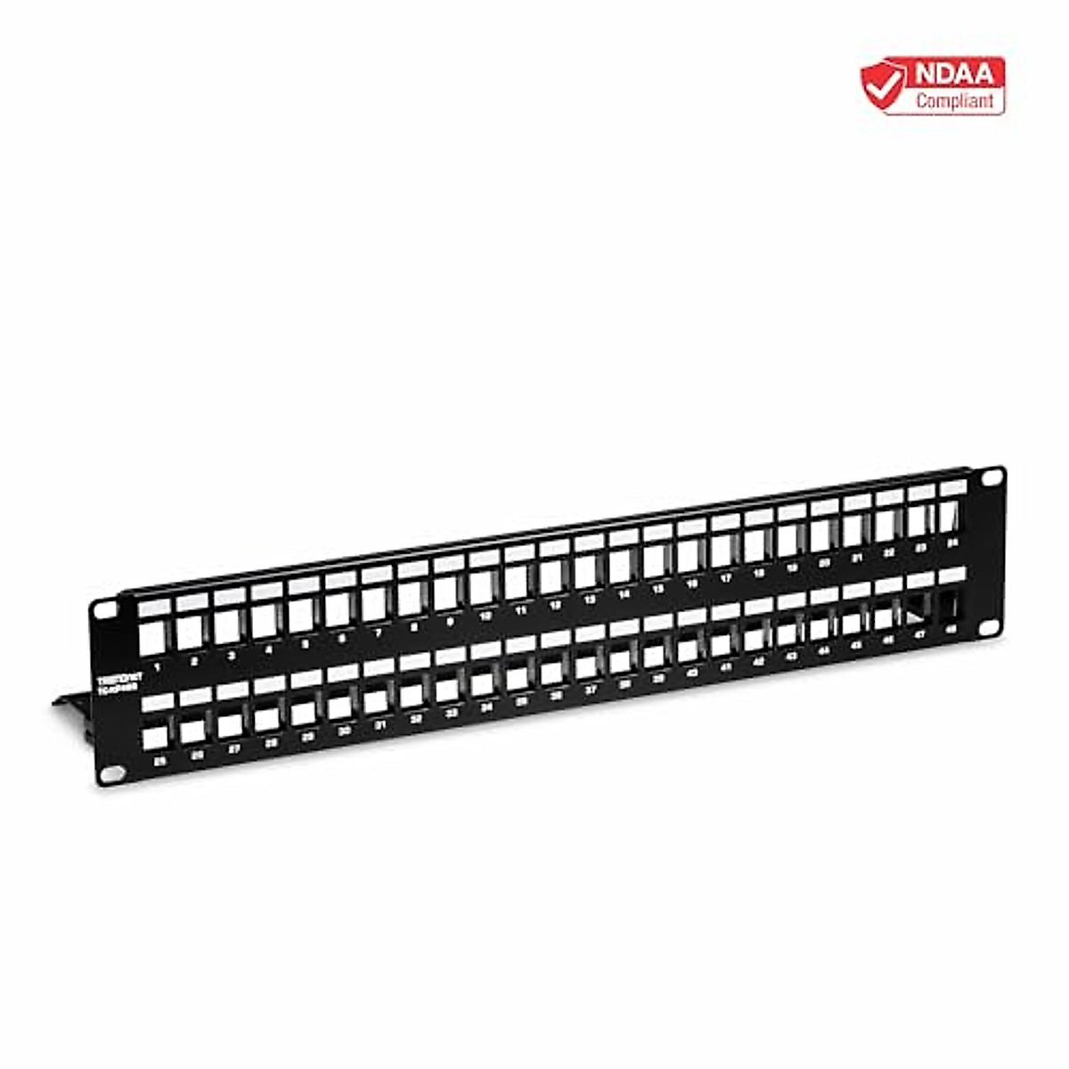 TRENDnet 48-Port Blank Keystone Shielded 2U HD Patch Panel, TC-KP48S, 2U 19” Metal Rackmount Housing, Network Management Panel, Recommended with TC-K06C6A Cat6A Keystone Jacks (Sold Separately)