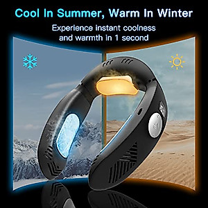 CXLiy Neck Air Conditioner, 3 Cooling Plates Portable Neck Fan, Semiconductor Cooling Neck Fans, LED Rechargeable 3500mAH Bladeless Neck Fan, 6 Gear Personal Fan, 2 Mode, Neck Cooler, And Heater