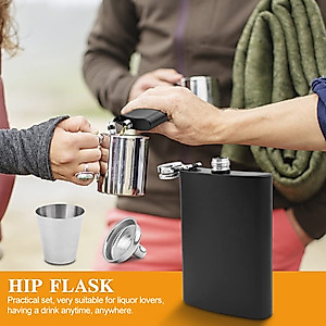 6pcs/set 8oz 12oz Party Camping Barbecue Stainless Steel Hip Flask With Funnel,Stainless Steel Shot Cup,for Men & Women(Black)