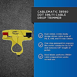 Cablematic 38590 DDT 596/11 Dual Drop Cable Stripper for Professional Technicians, Electricians, and Installers, Easily Portable Tool, 2 Ounces
