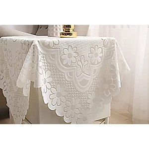 HOMECOOL Square Small Table Cloth - Ivory Crochet Tablecloth for Round Coffee Table 35 X 35 Inch - Sunflower