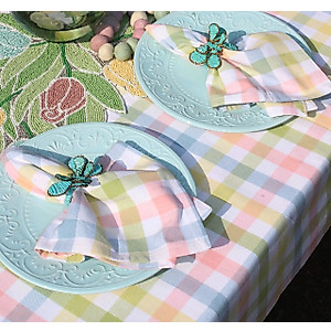 COTTON CRAFT Countryside Classic Gingham Buffalo Check Plaid Tablecloth - Premium Cotton - Spring Easter Bunny Luncheon Dinner - Table Cover - 60 inch x 84 inch - Yellow Multi