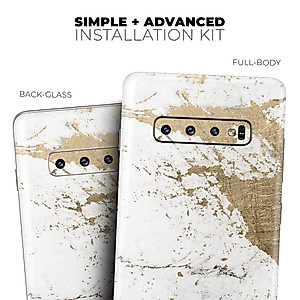 DesignSkinz Gold Foiled Marble v1 Protective Vinyl Decal Wrap Skin Cover Compatible with The Samsung Galaxy S20 (Screen Trim & Back Glass Skin)