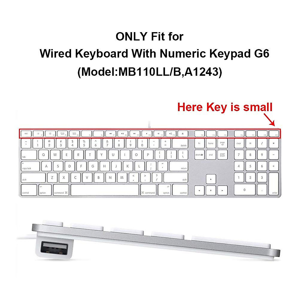 HRH Rainbow Silicone Keyboard Skin Cover for iMac Wired USB Full Size Keyboard with Numeric Keypad A1243(G6 MB110LL/B and MB110LL/A)