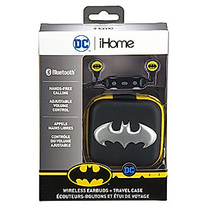 eKids Batman Bluetooth Wireless Earbuds and Travel Case with Hands Free Calling and Adjustable Volume Control