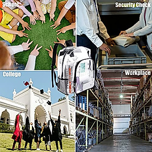 Crosstime Clear Backpack Heavy Duty Transparent Backpack See Through Plastic Clear Bookbags for Security Work School , Black