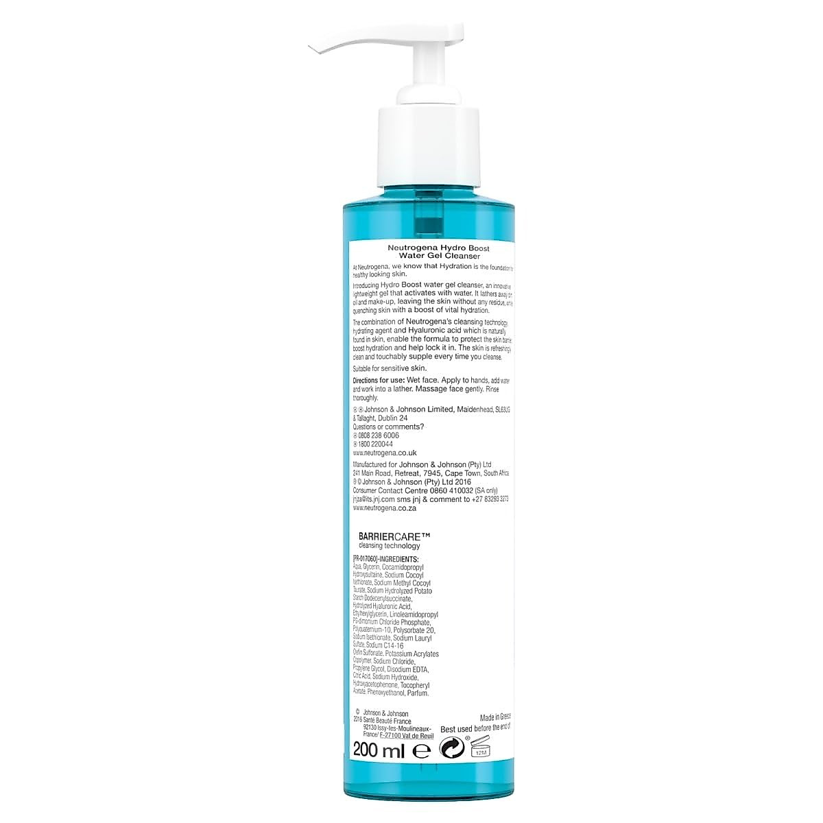 Neutrogena Hydro Boost Lightweight Hydrating Facial Cleansing Gel, Gentle Face Wash & Makeup Remover with Hyaluronic Acid, Hypoallergenic & Non Comedogenic, 6 oz