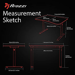 Arozzi Arena Fratello Curved Gaming and Office Desk with Full Surface Water Resistant Desk Mat Custom Monitor Mount Cable Management Cut Outs Under The Desk Cable Management Netting - Dark Grey